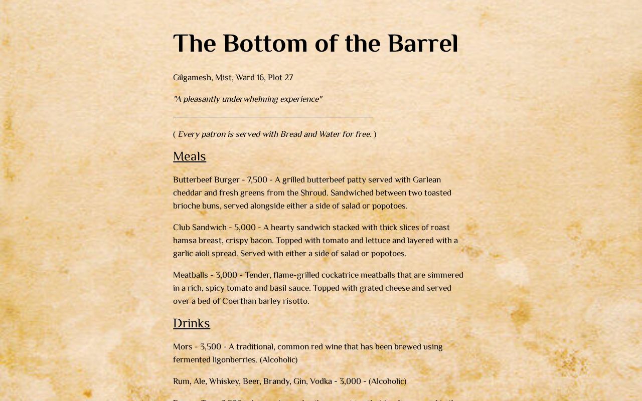 The Bottom of the Barrel